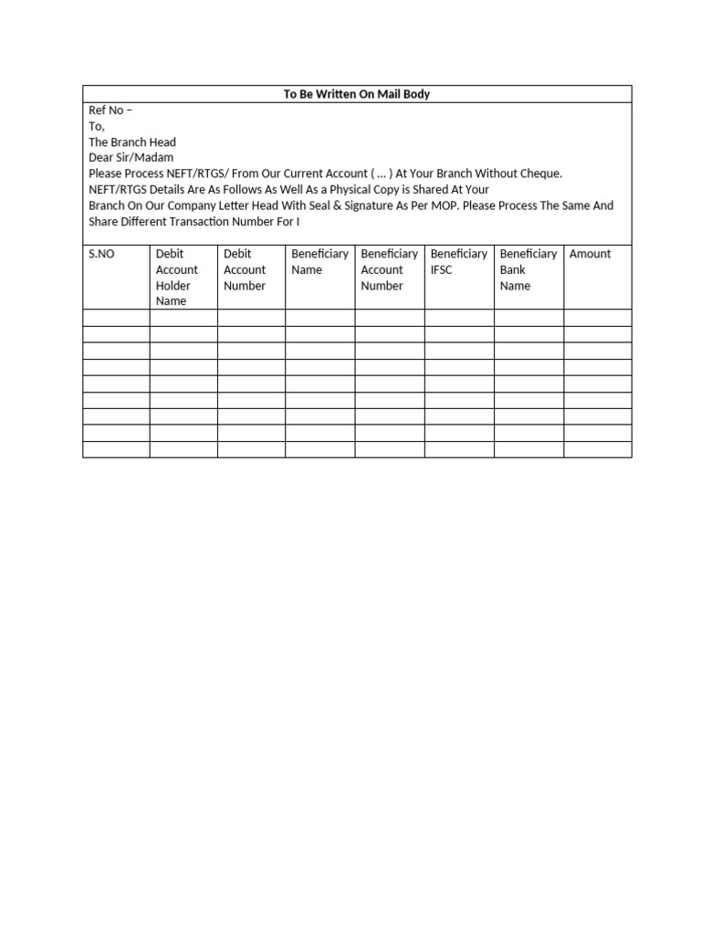 Icici Bank Format For Rtgs | PDF