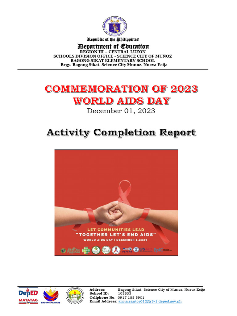 Bagong Sikat ES ACR On The COMMEMORATION OF 2023 WORLD AIDS DAY | PDF ...