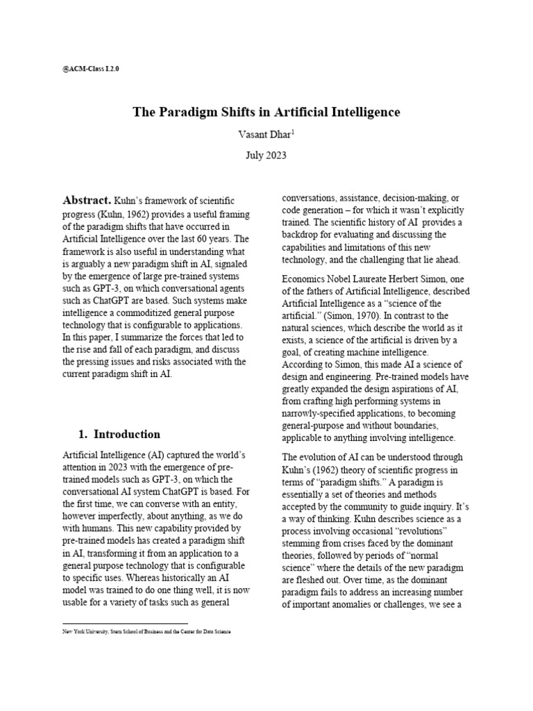 Paradigm Shifts in AI Explained | PDF | Deep Learning | Artificial ...