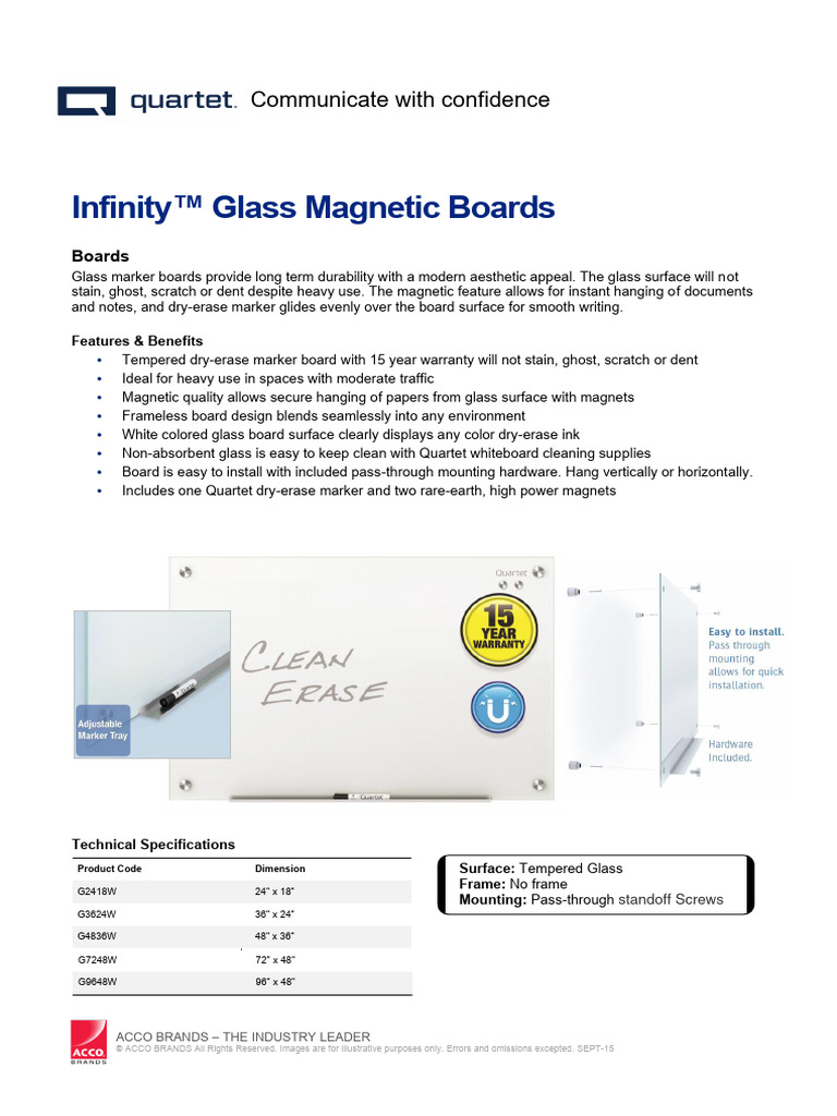 Infinity Glass Magnetic Boards Overview | PDF