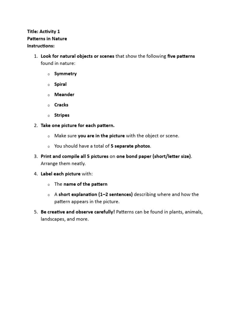 Nature Patterns Photo Activity | PDF