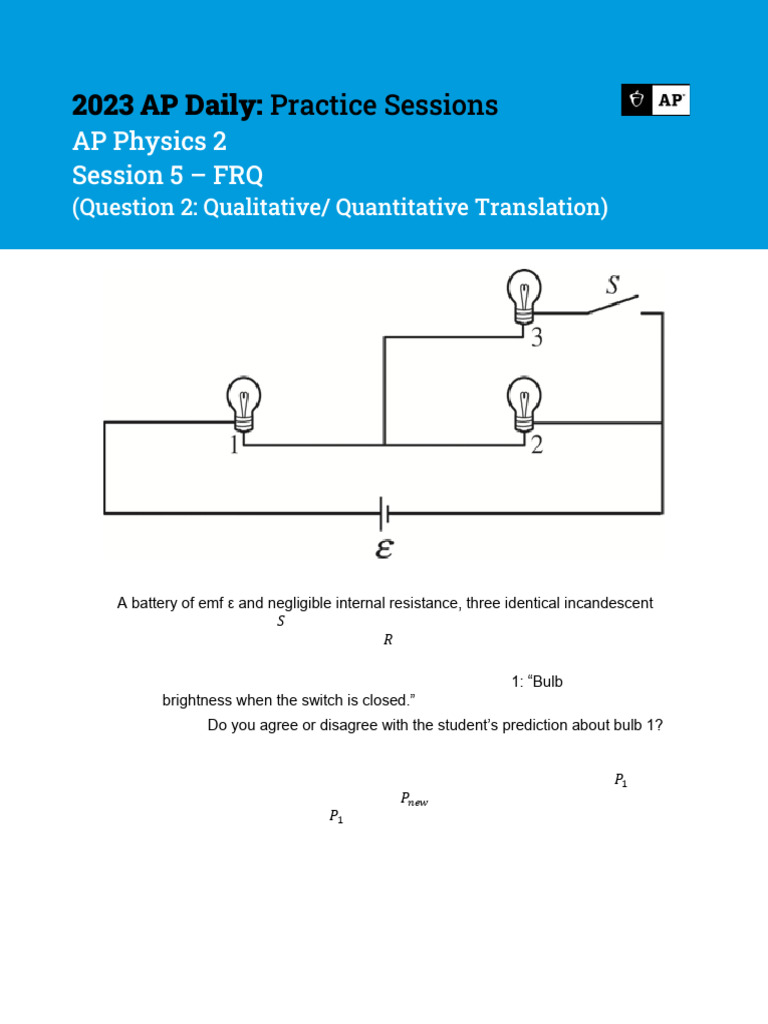 AP Physics 2 Unit 11 FRQ Analysis | PDF | Voltage | Electrical Network