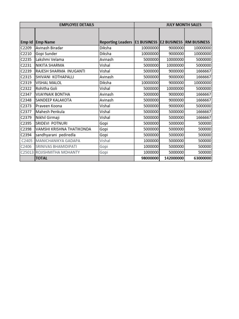 Employee Sales Report Summary | PDF