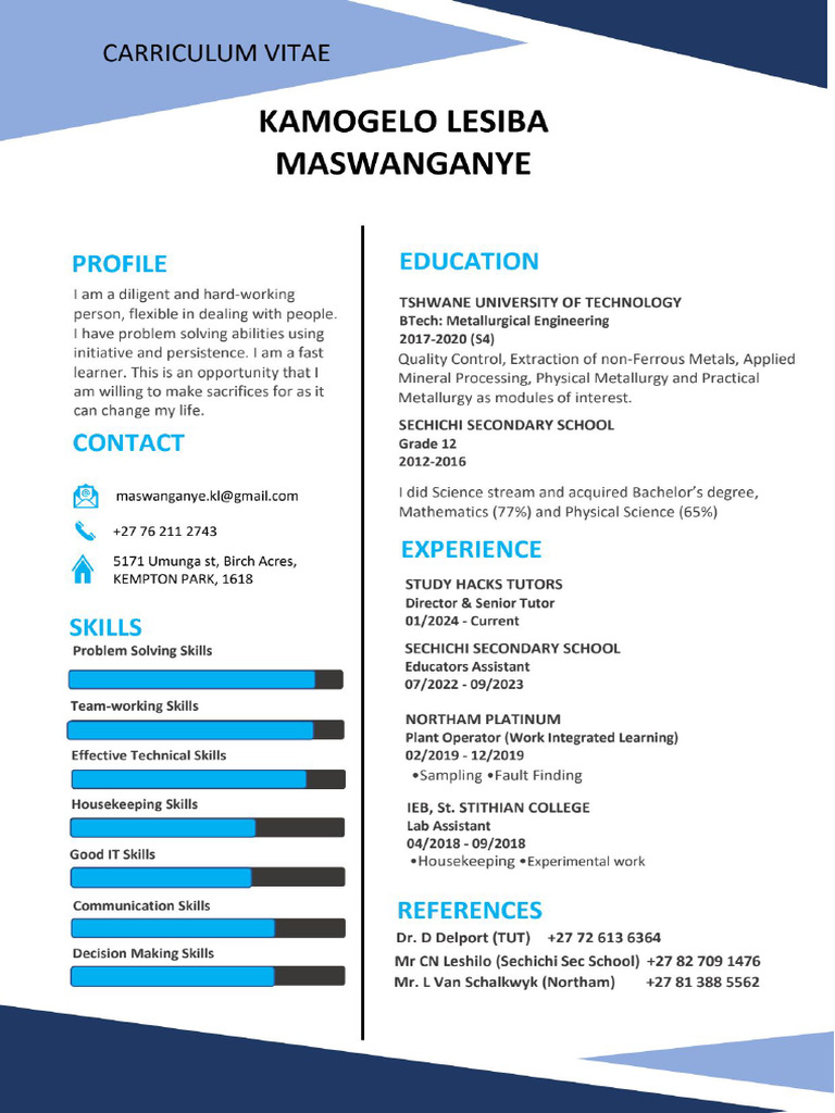 CV Kamogelo 2025 | PDF