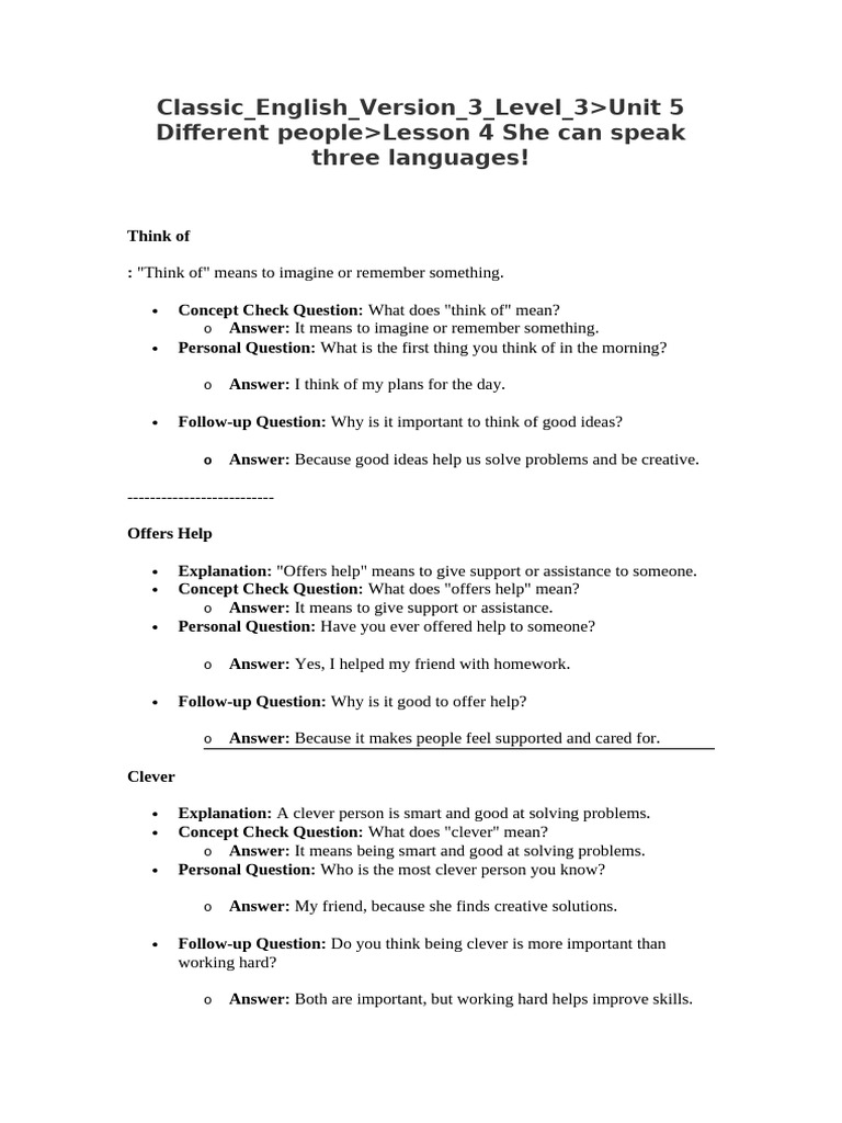 Classic - English - Version - 3 - Level - 3-Unit 5 Different People ...