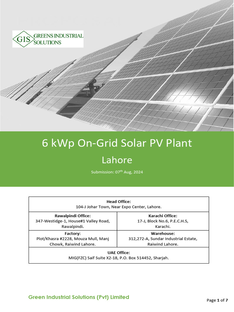 6 kWp On-Grid Solar PV Proposal | PDF | Photovoltaic System | Photovoltaics