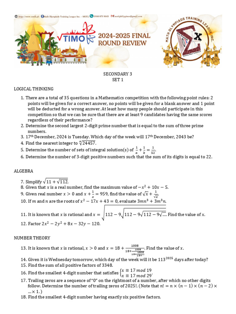 2025 Secondary 3 Math Solutions | PDF | Numbers | Area
