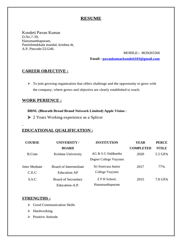 Resume K.pavan | PDF