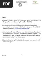 AIU Calendar, 2025-26 (Rev) | PDF | Sports | Athletic Sports