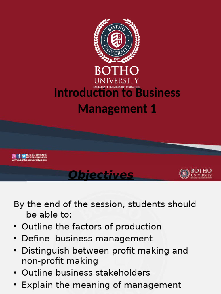 BM 1 Week 1, 2025 Introduction to Business Management [Autosaved] [Autosaved] | PDF | Business ...
