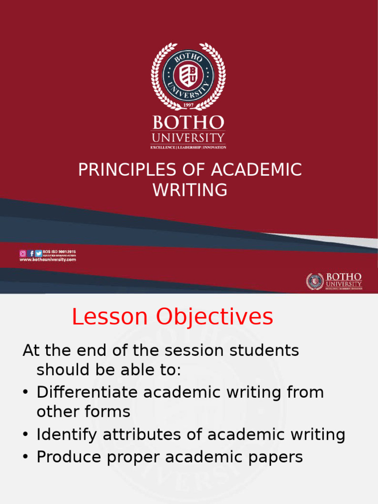 PRINCIPLES OF ACADEMIC WRITING Lesson Version | PDF | Writing | Linguistics