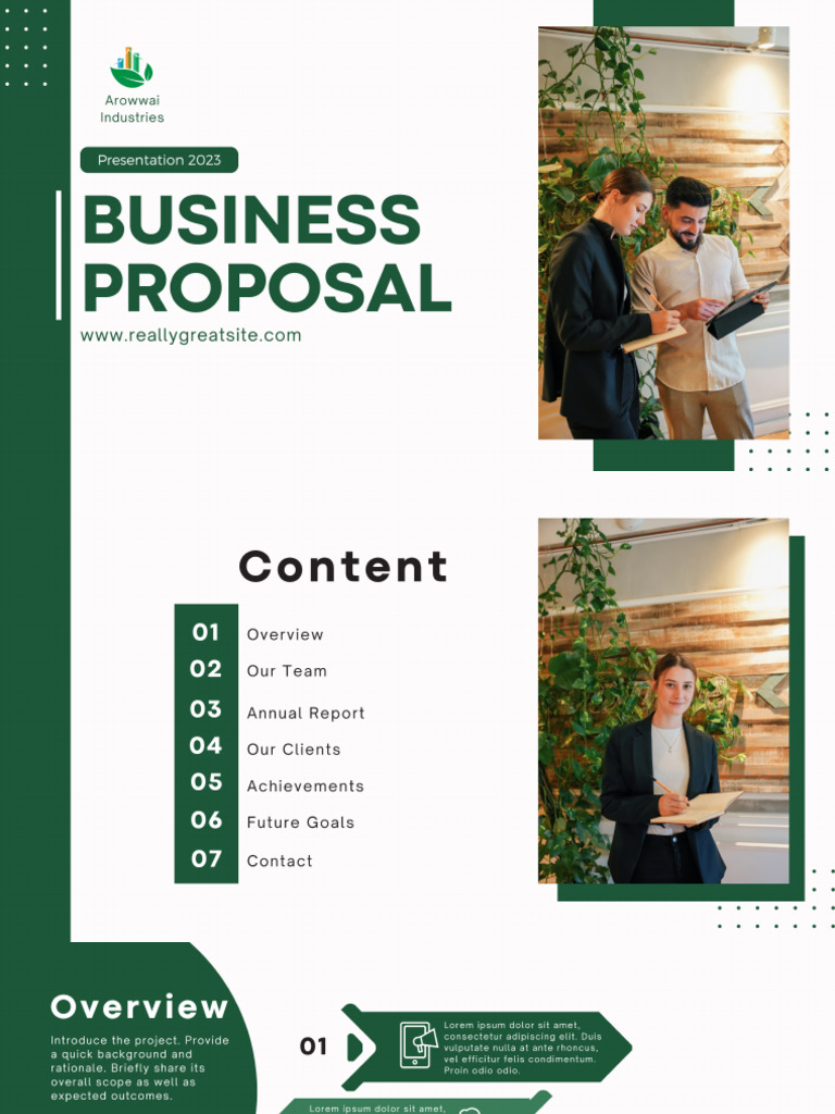 Green Minimalist Professional Business Proposal Presentation | PDF