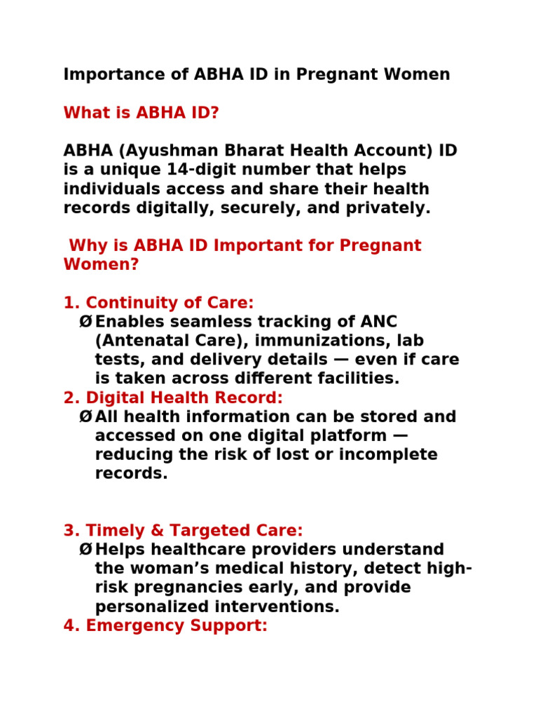 ABHA ID Benefits for Pregnant Women | PDF | Economies