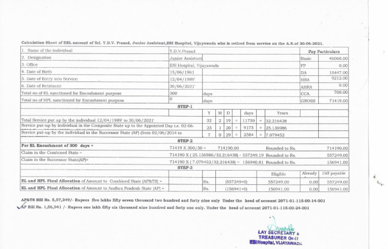 Calculation Sheet EEL | PDF