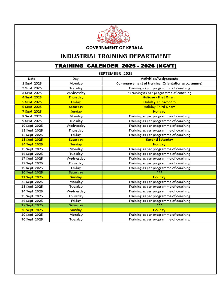 ITI Academic Calendar 2025-26 | PDF