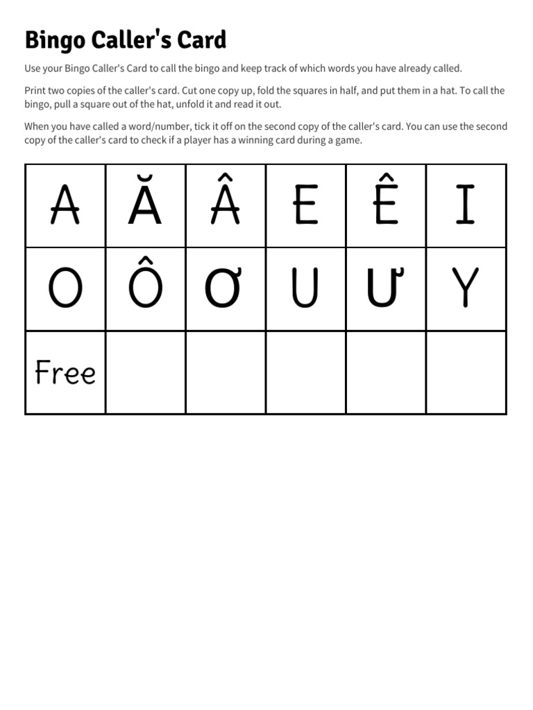 Vowels Bingo | PDF