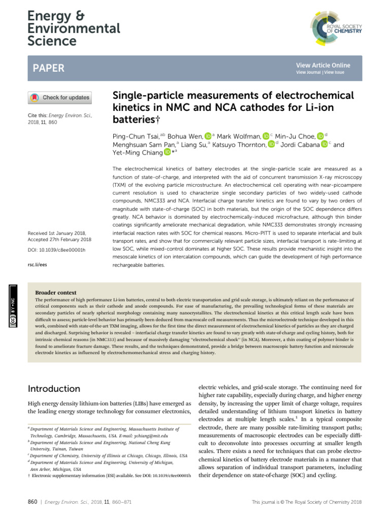 Single-Particle Measurements of Electrochemical Kinetics in NMC and NCA ...