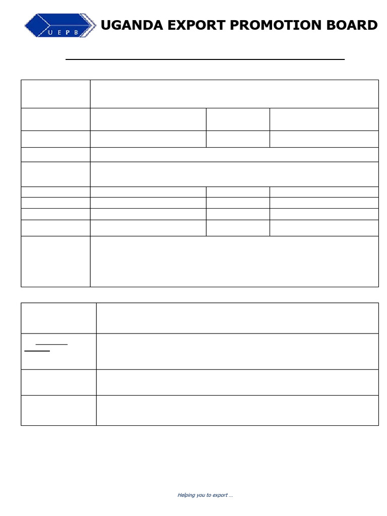 Exporter Registration Information Form UEPB | PDF | Service Industries ...