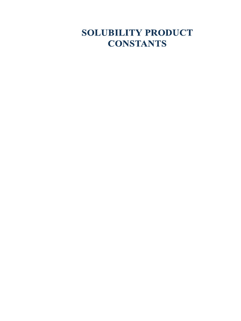 Solubility Product Constants of Compounds | PDF | Hydroxide | Calcium