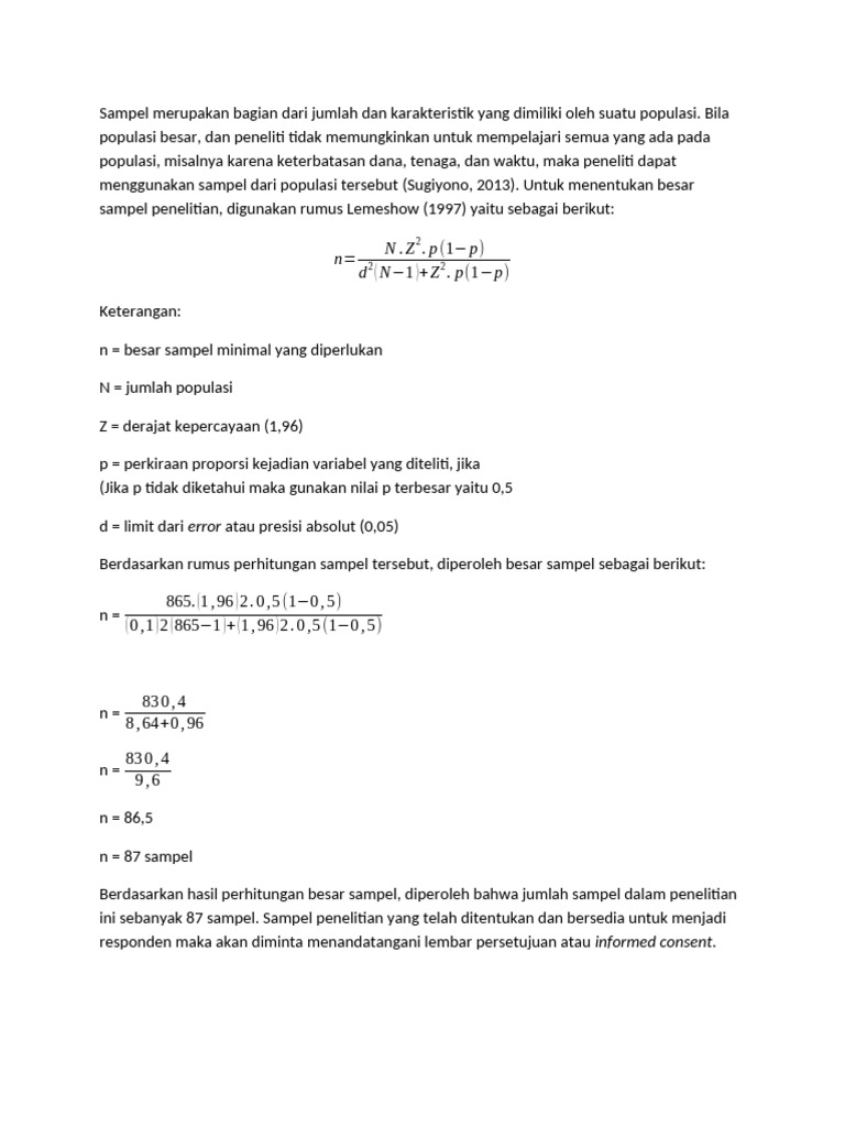 Rumus Lemeshow | PDF