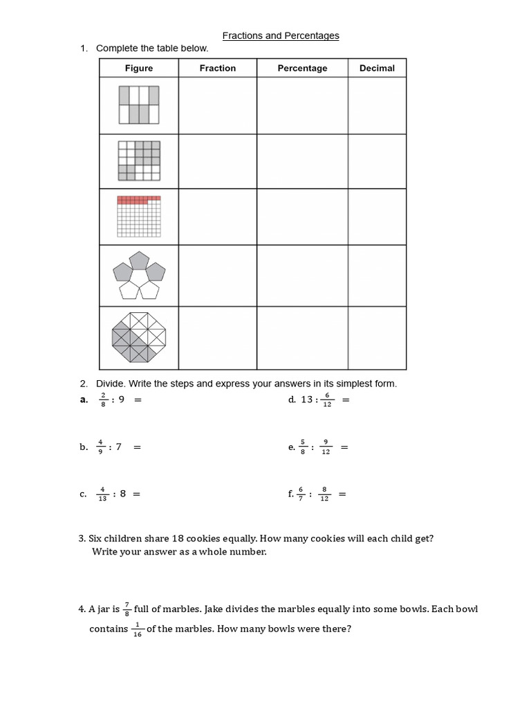Fractions and Percentages Practice Problems | PDF