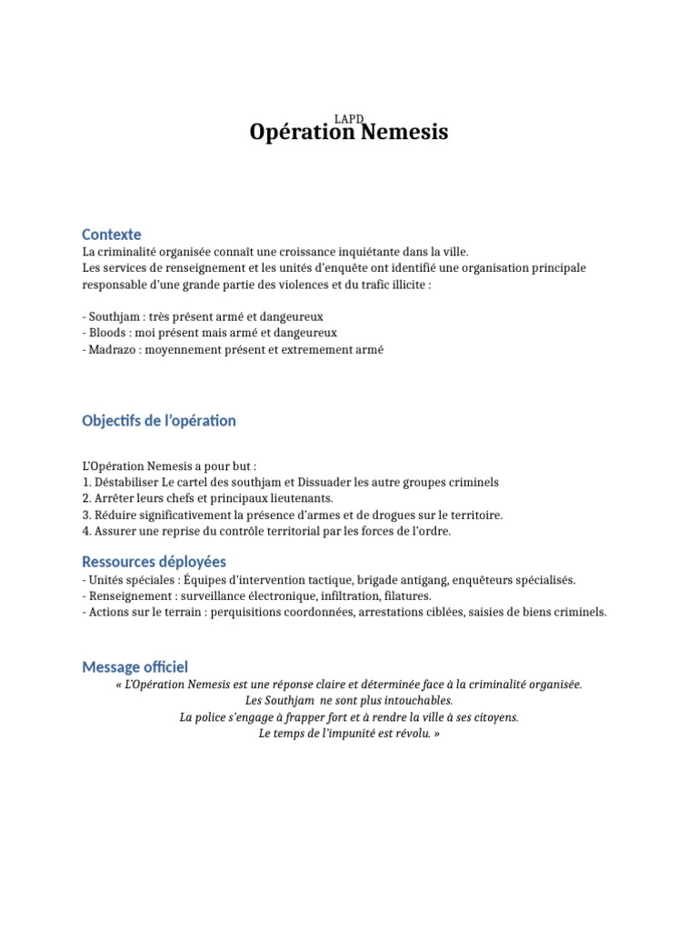 Operation Nemesis LAPD | PDF