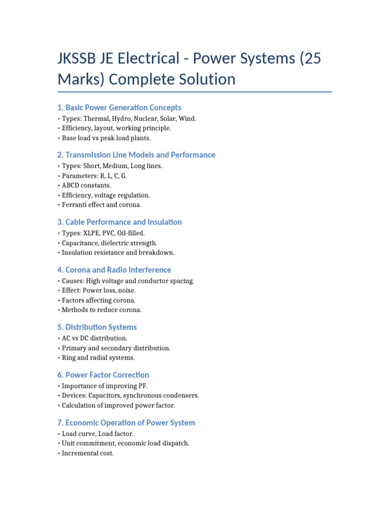JKSSB JE Electrical Power Systems Guide | PDF | Capacitor | Transformer