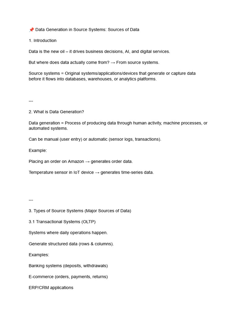Data Generation from Source Systems | PDF | Analytics | Data