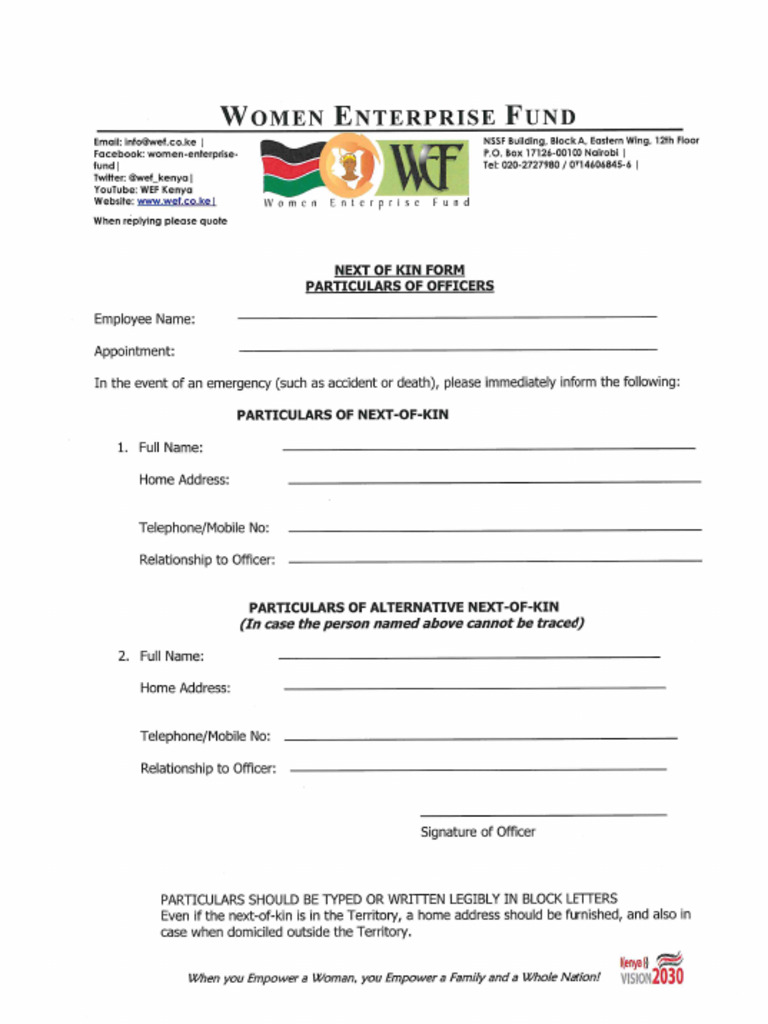 Next of Kin Form | PDF