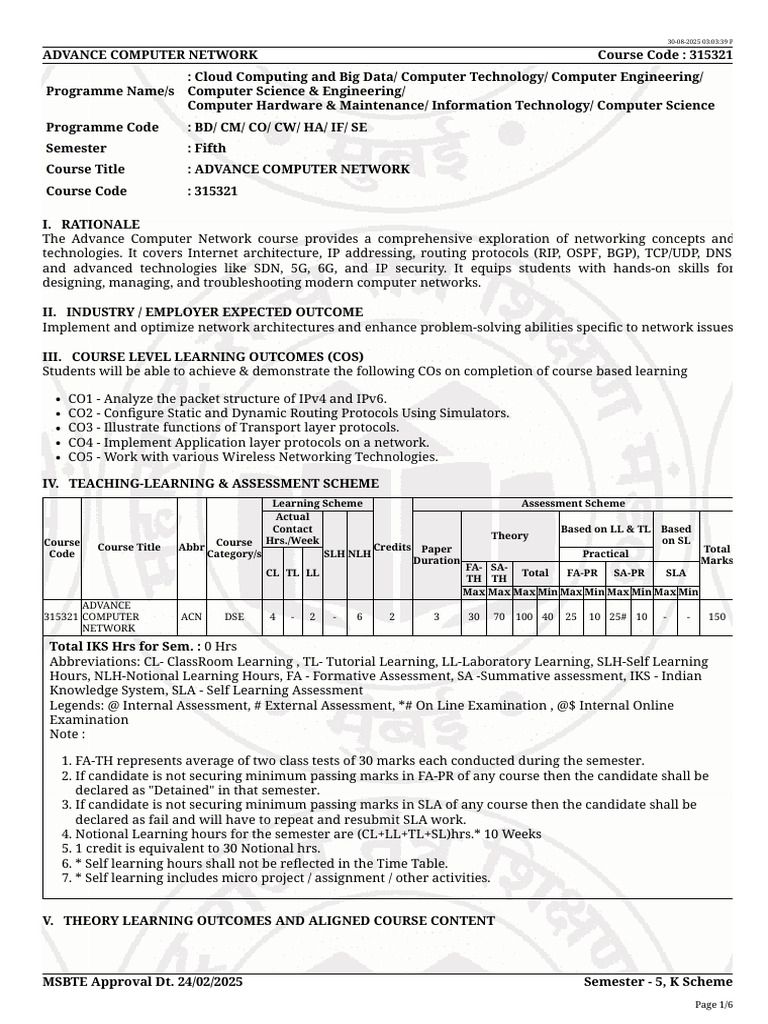 315321-Advance Computer Network | PDF | Computer Network | I Pv6