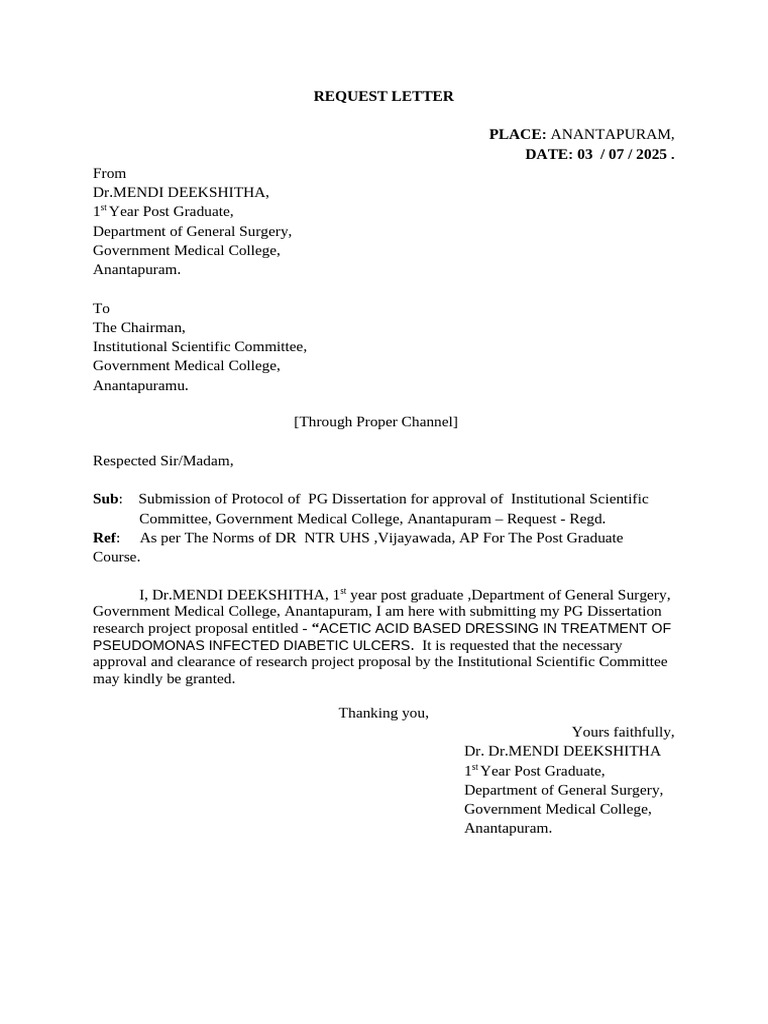 PG Dissertation Protocol Submission Request | PDF