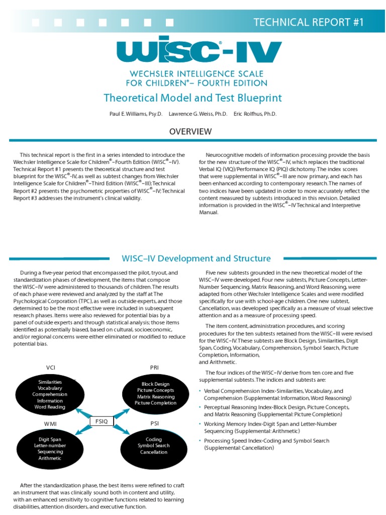 WISC-IV Technical Report 1 | PDF | Wechsler Adult Intelligence Scale ...