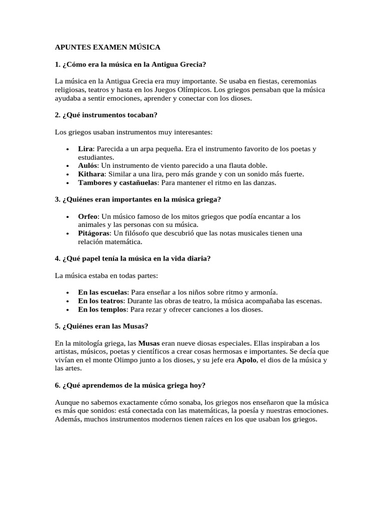 Música en la Antigua Grecia: Instrumentos y Cultura | PDF