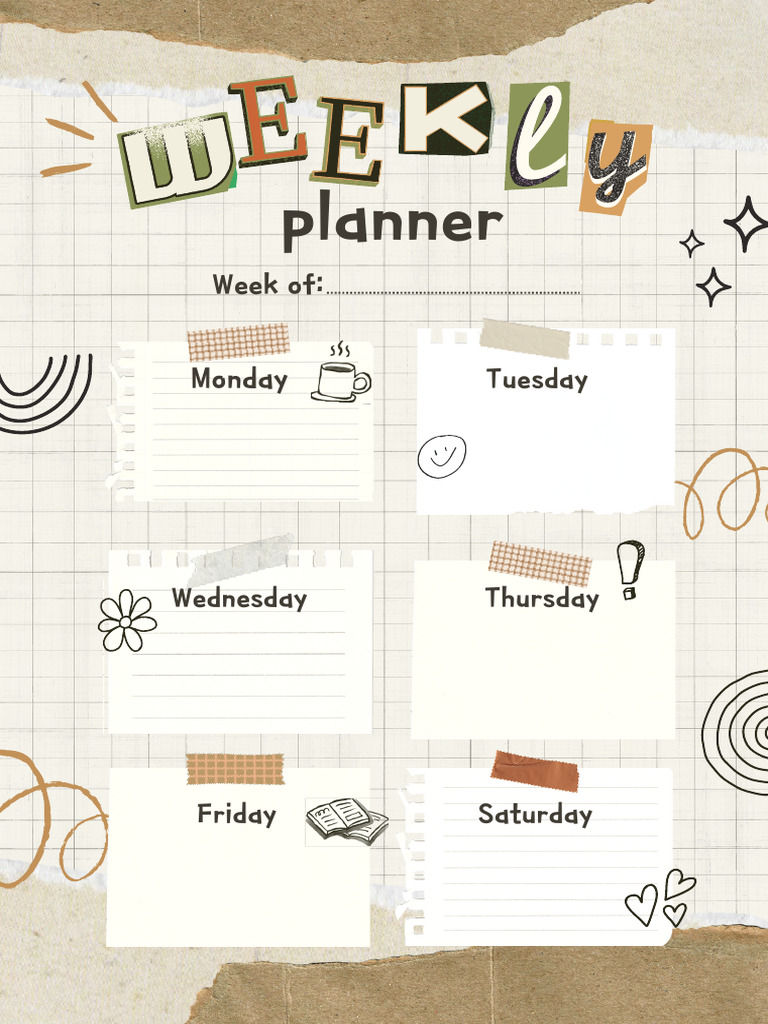 Beige Scrapbooking Style Weekly Planner | PDF