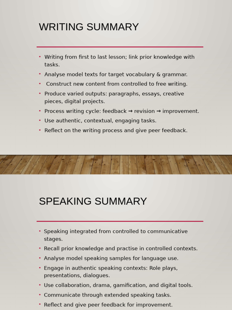 Writing and Speaking Skills Development | PDF