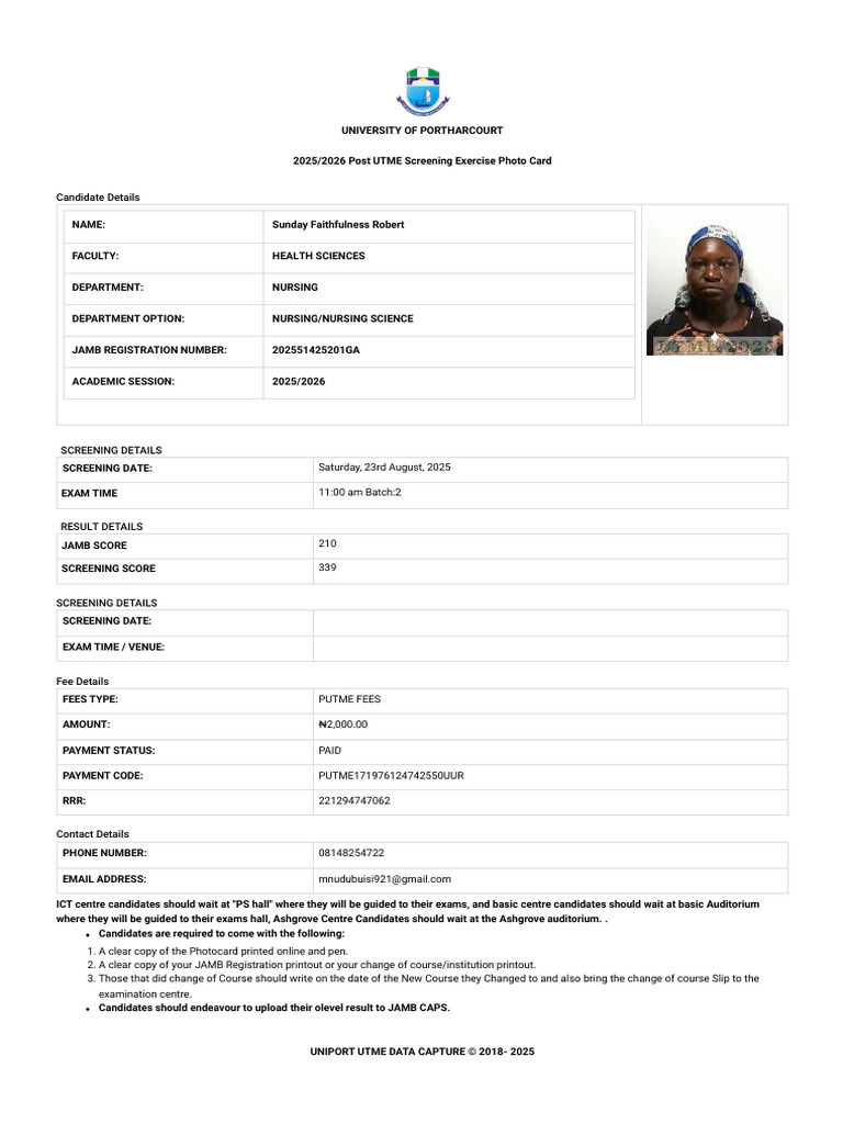 Uniport Data Capture Portal 1 | PDF | Nigeria