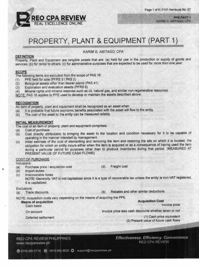 Property Plant and Equipment Part 1 | PDF