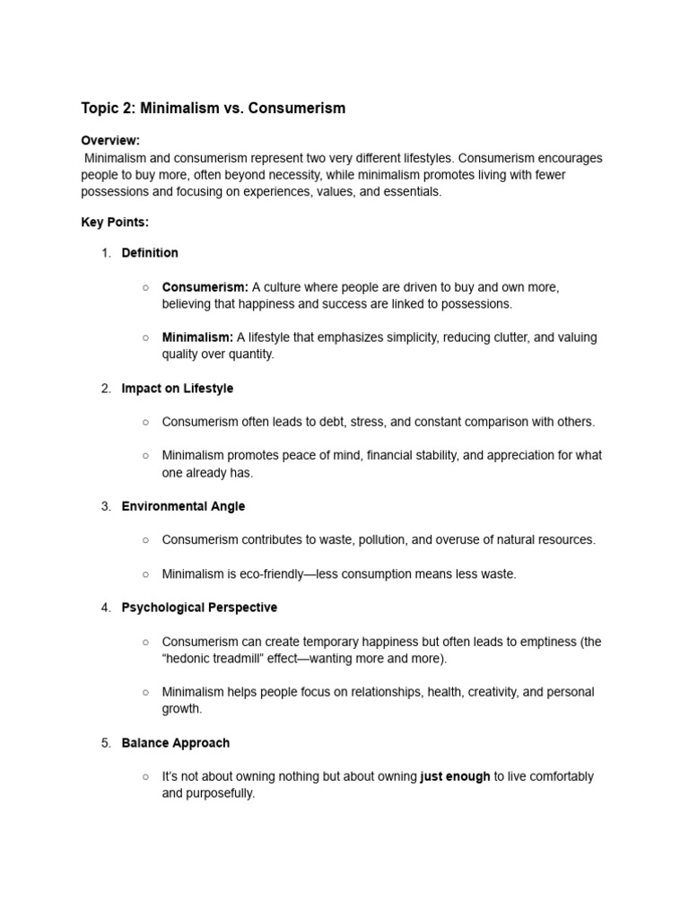 Topic 2 - Minimalism Vs | PDF
