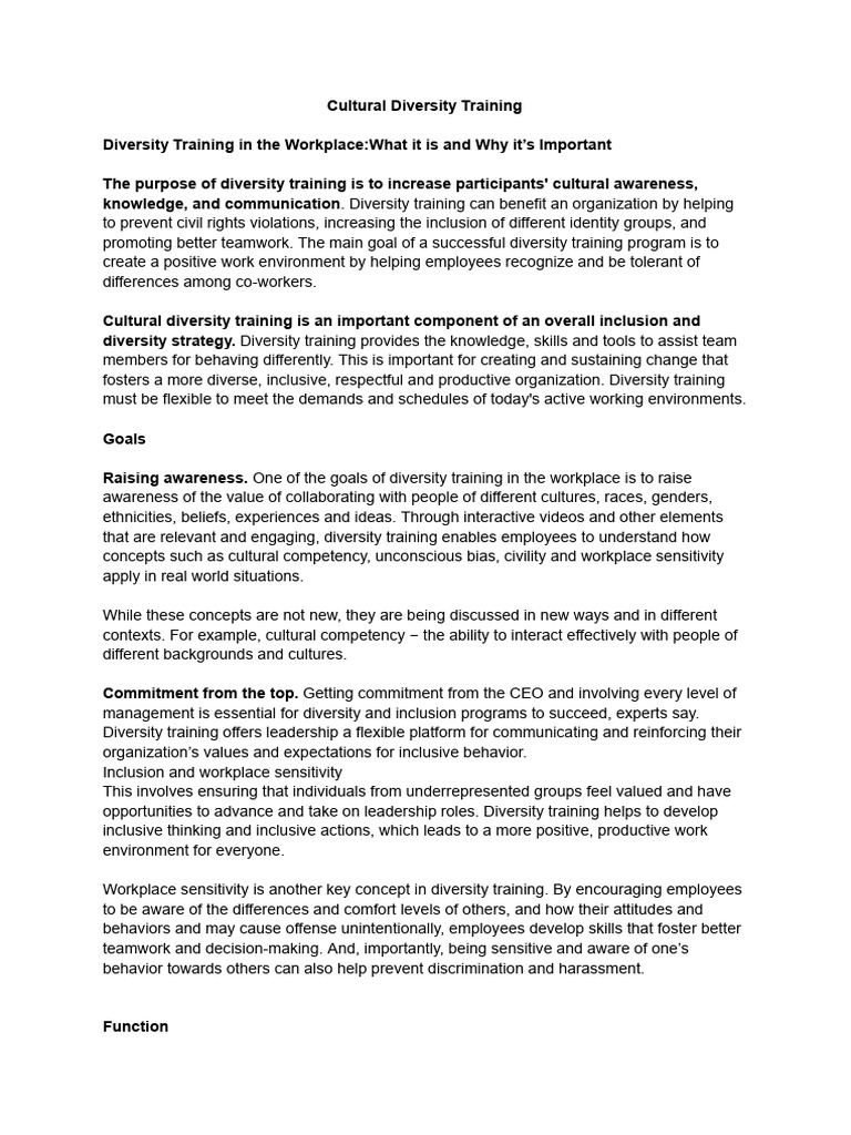 Unit 5. Cultural Diversity Training | PDF | Social Psychology ...