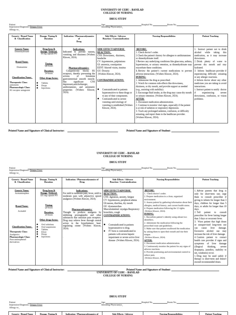 Dengue Drug Studies | PDF | Allergy | Adverse Effect