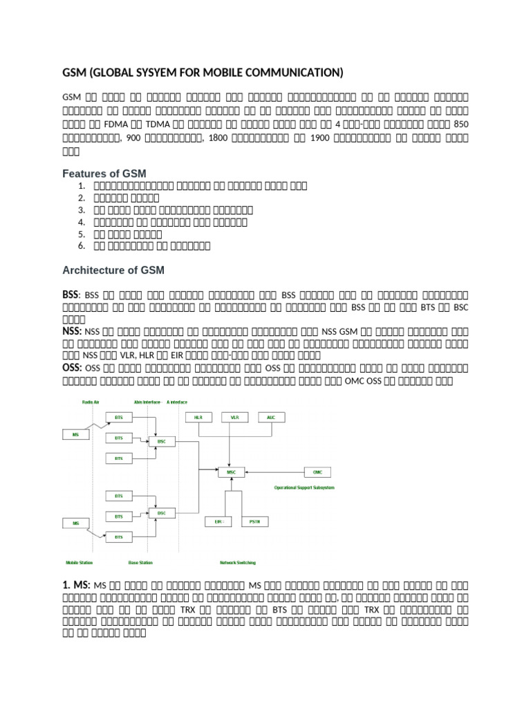 GSM (Global Sysyem For Mobile Communication) | PDF