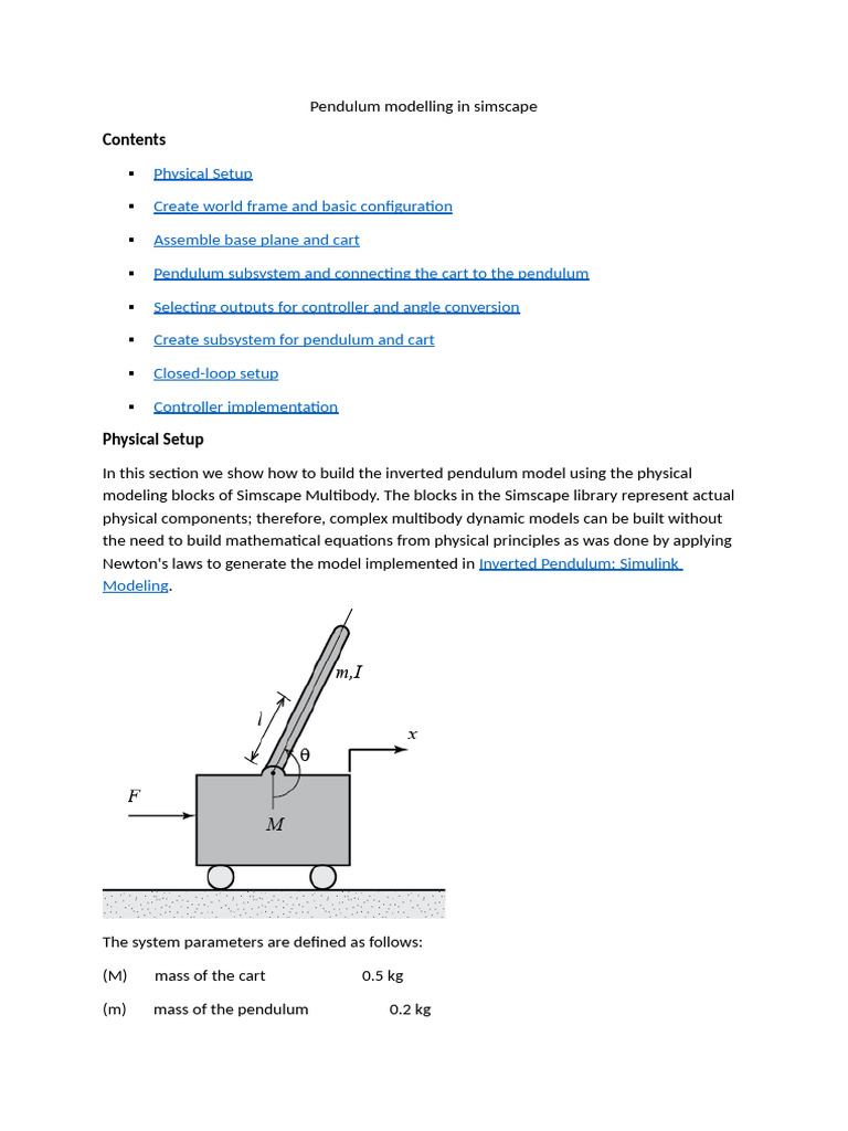 Pendulum Modelling in Simscape | PDF | Rotation | Control Theory