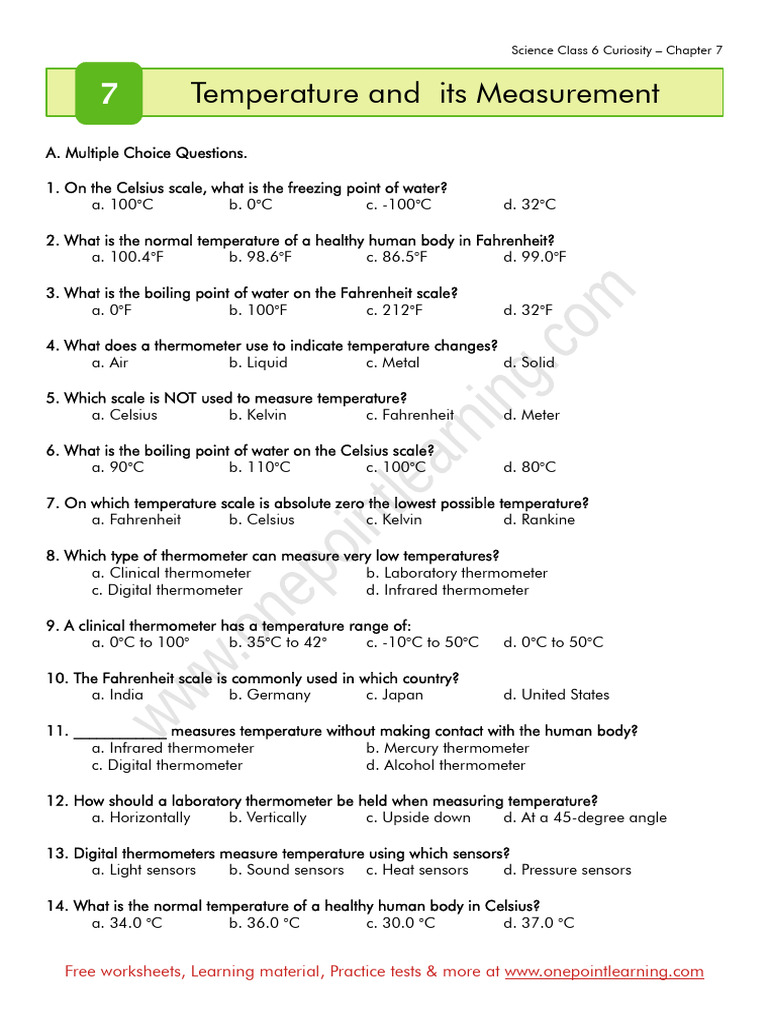 Curiosity Class 6 Science Chapter 7 Temperature and Its Measurement ...