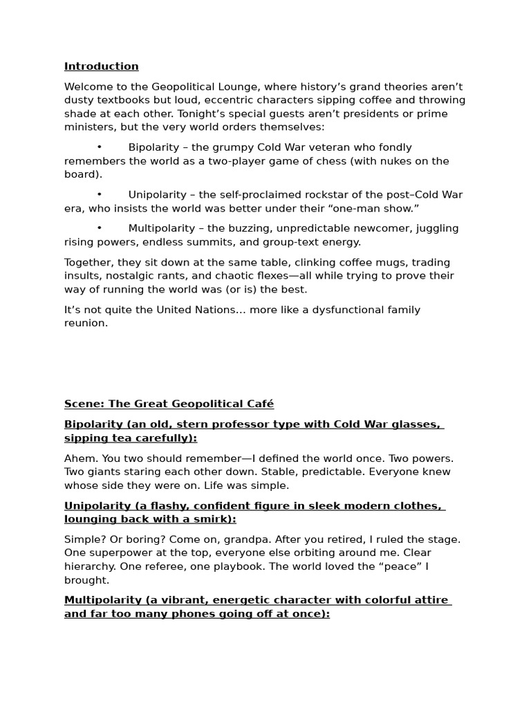 Scene | PDF | Polarity (International Relations) | Global Politics