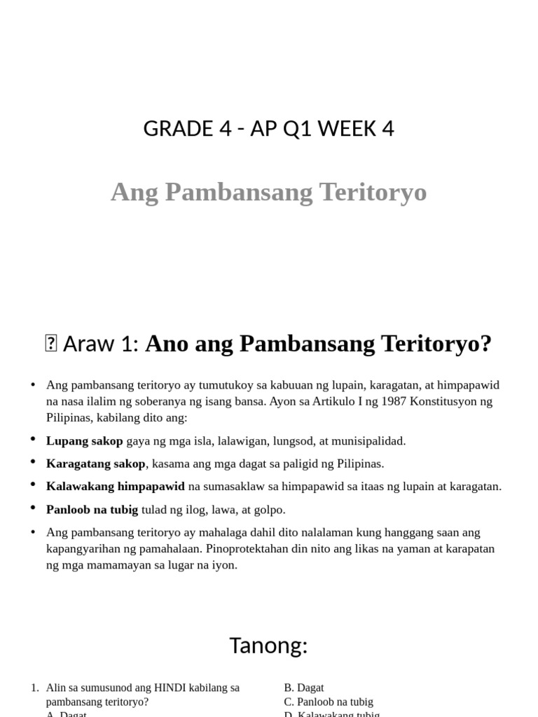 Grade 4 Q1 W4 Ap Test | PDF