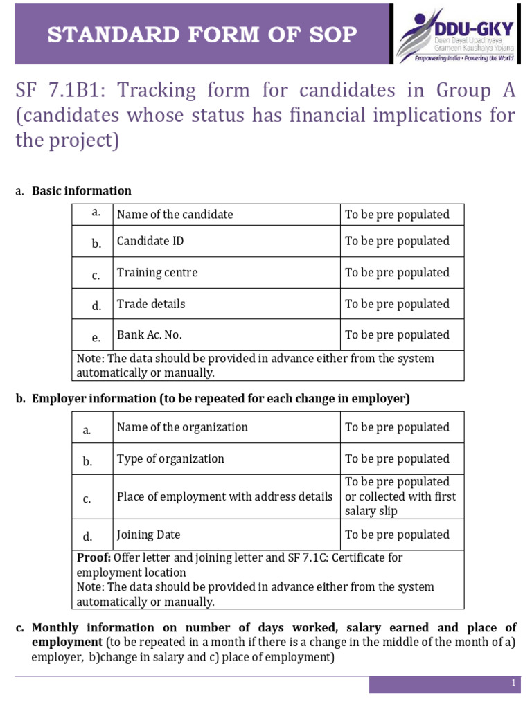 SF 7.1B1 Tracking Form For Candidates in Group A (Candidates Whose ...