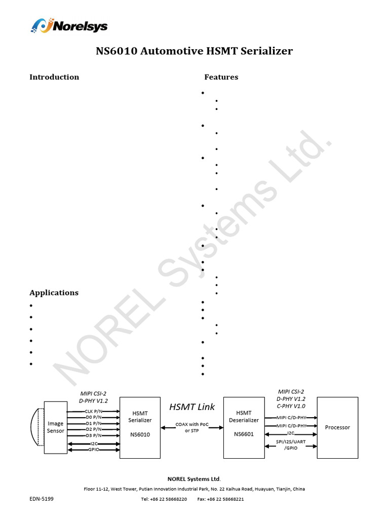 NS6010 Automotive HSMT Serializer | PDF | Computer Engineering ...