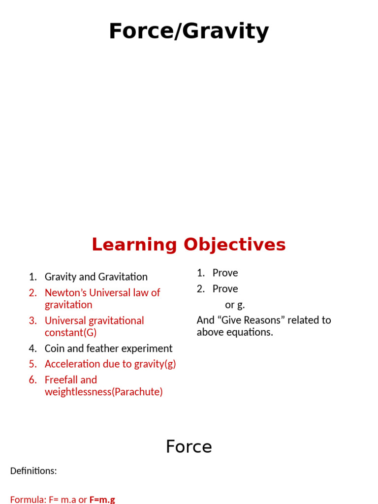 Force | PDF | Gravity | Newton's Law Of Universal Gravitation