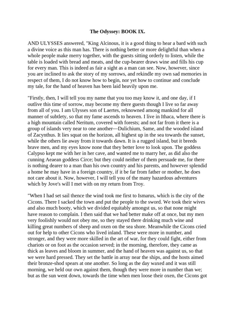 Ulysses' Adventures in Book IX of The Odyssey | PDF | Sheep | Odysseus