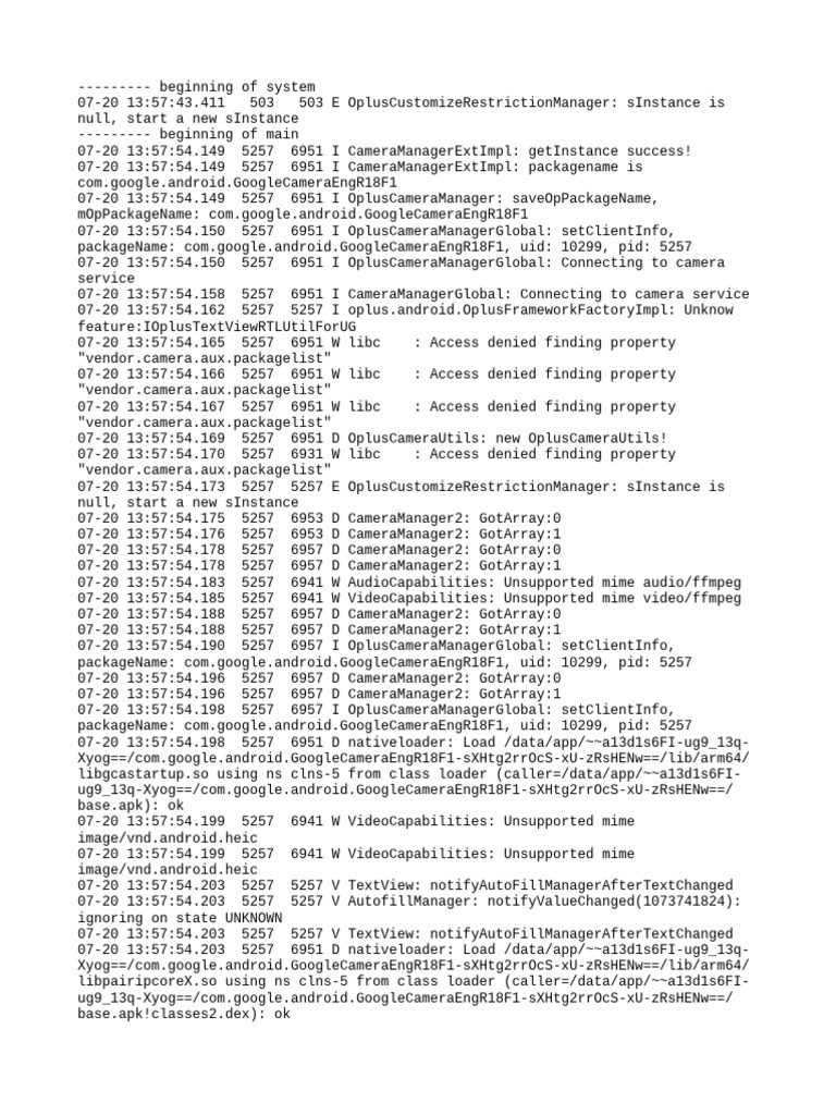Camera Service Connection Logs | PDF | Computing | Software